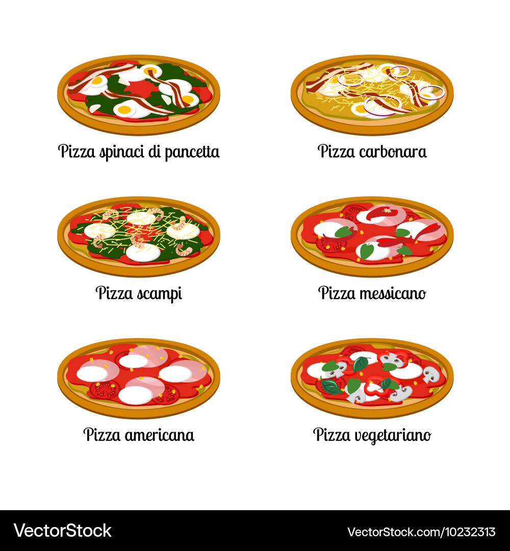 Set of sort pizza with different ingredients Vector Image