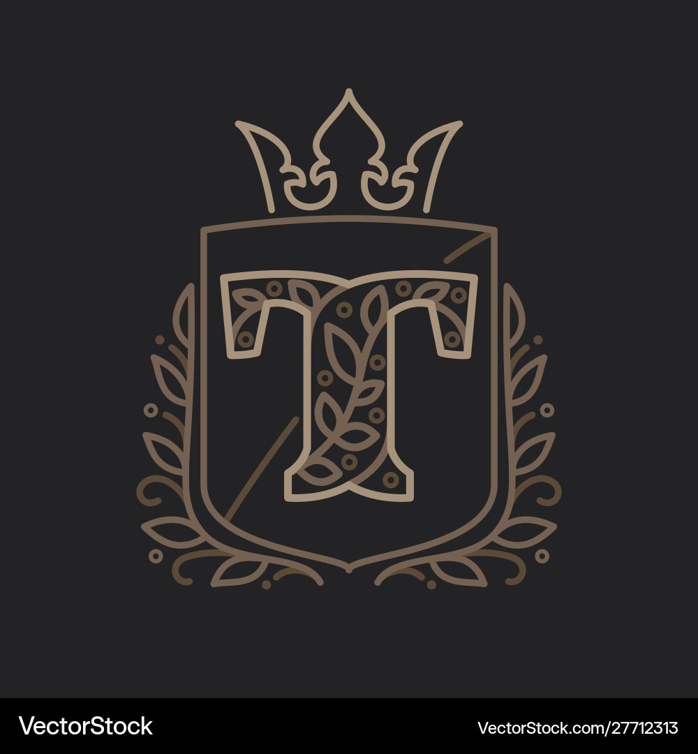 T letter logo consisting floral pattern Royalty Free Vector