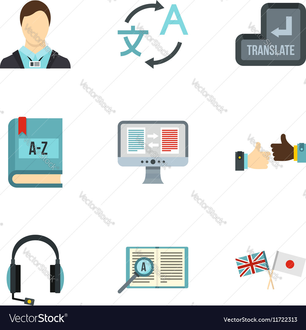 Translation of language icons set flat style Vector Image