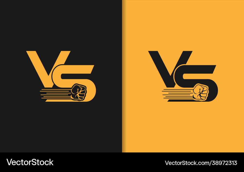 Versus vs logo design with fist hand combination Vector Image
