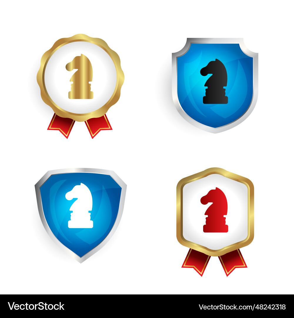 Abstract chess knight badge and label collection Vector Image