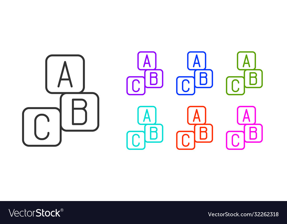 Black line abc blocks icon isolated on white Vector Image
