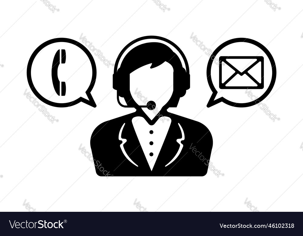 Customer service consultant icon emailtelephone Vector Image Customer service consultant icon emailtelephone Vector Image