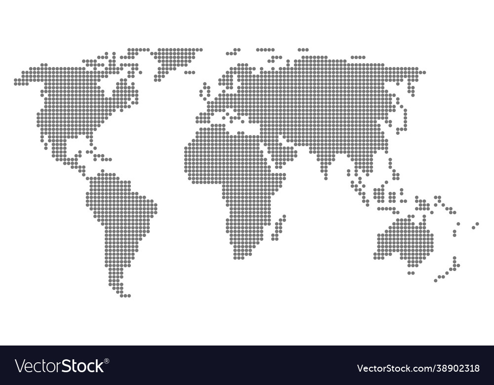 Dotted world map dots globe global Royalty Free Vector Image