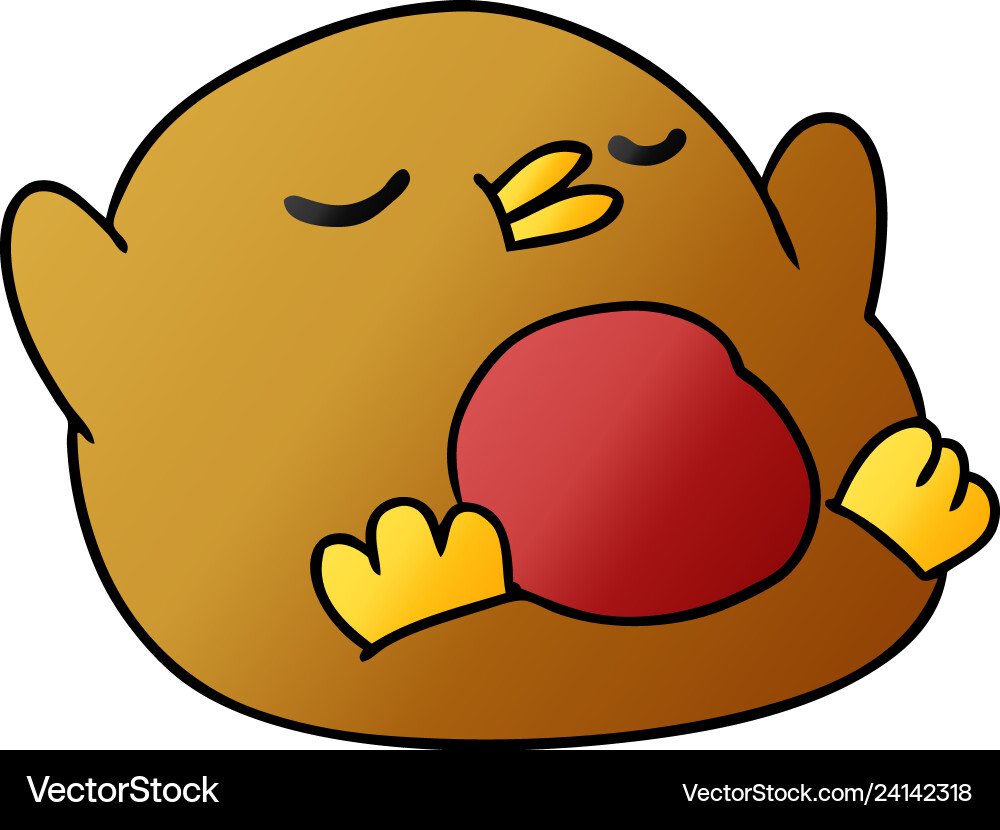 Gradient cartoon cute kawaii red robin Royalty Free Vector