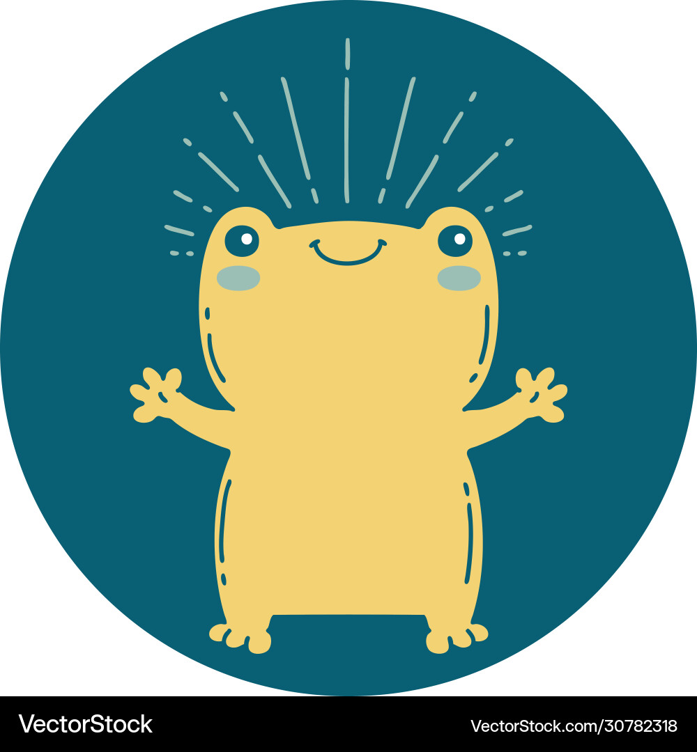 Icon tattoo style happy frog Royalty Free Vector Image