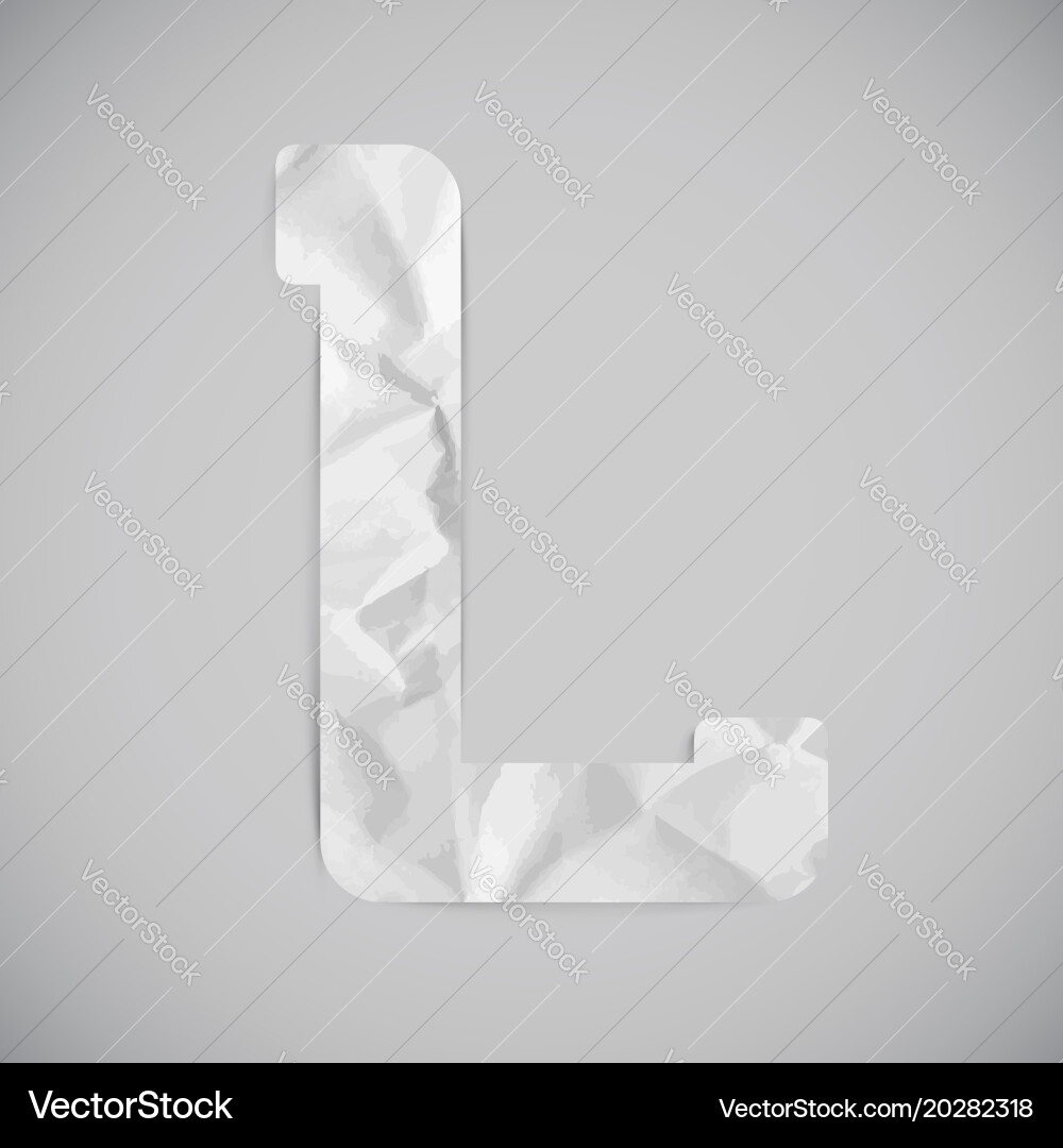 Letter made by crumpled paper with shadows Vector Image