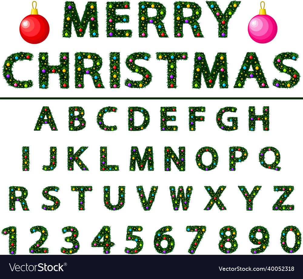 Letters and numbers christmas alphabet abc Vector Image