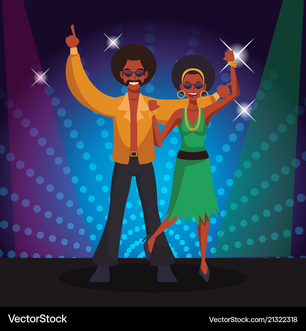 People dancing disco cartoons Royalty Free Vector Image