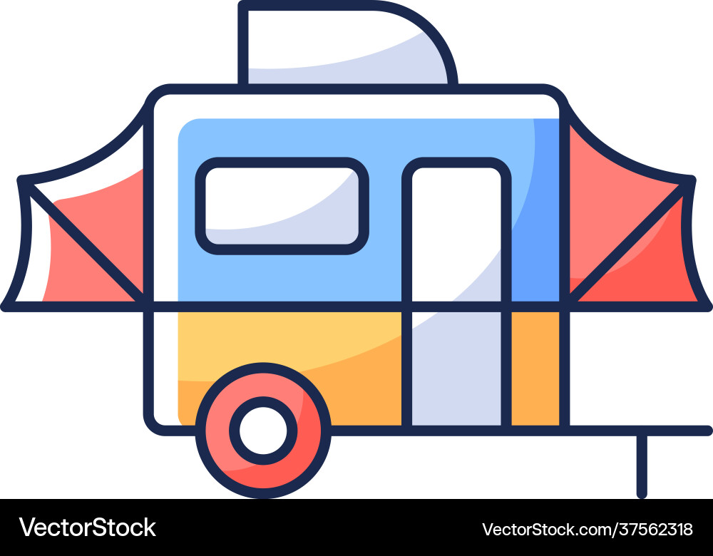 Pop up camper rgb color icon Royalty Free Vector Image