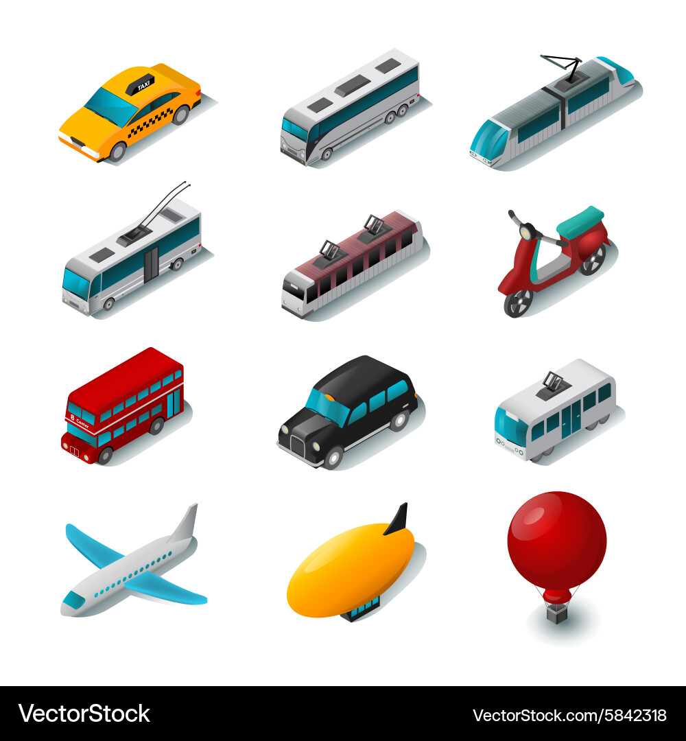 Public Transport Icons Set Royalty Free Vector Image