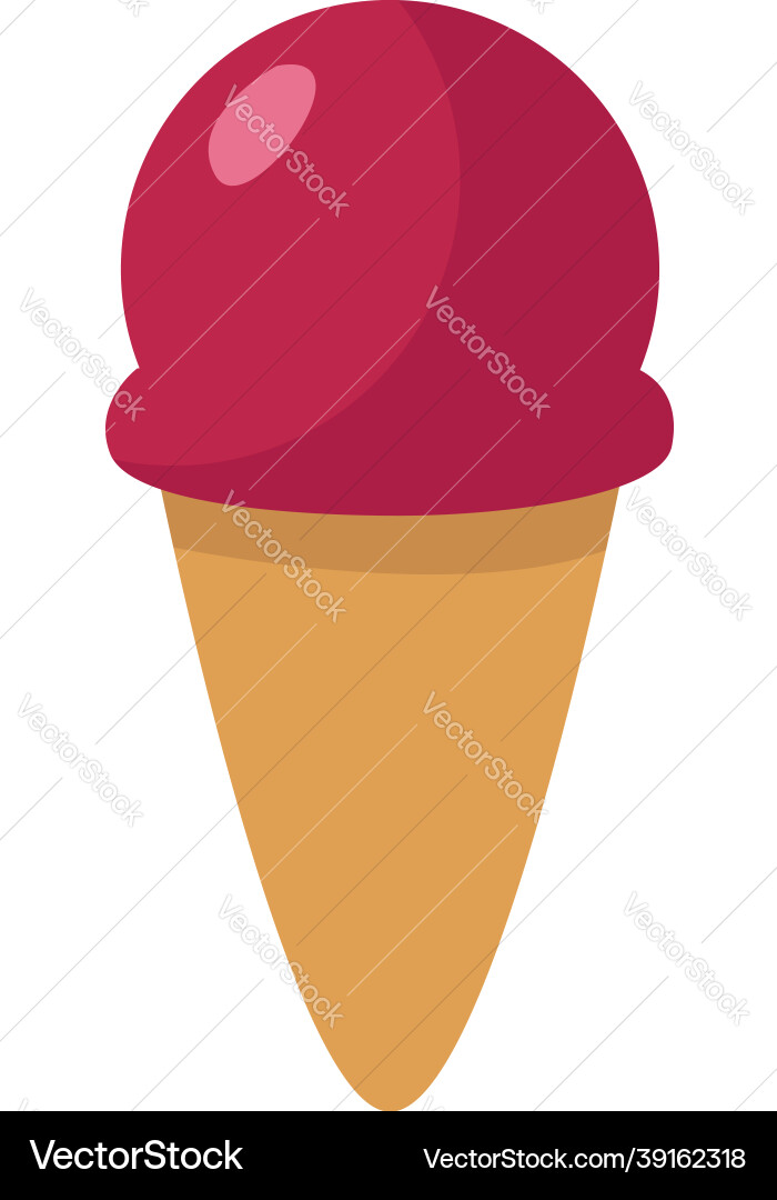 Red ice cream in cone on a white background Vector Image