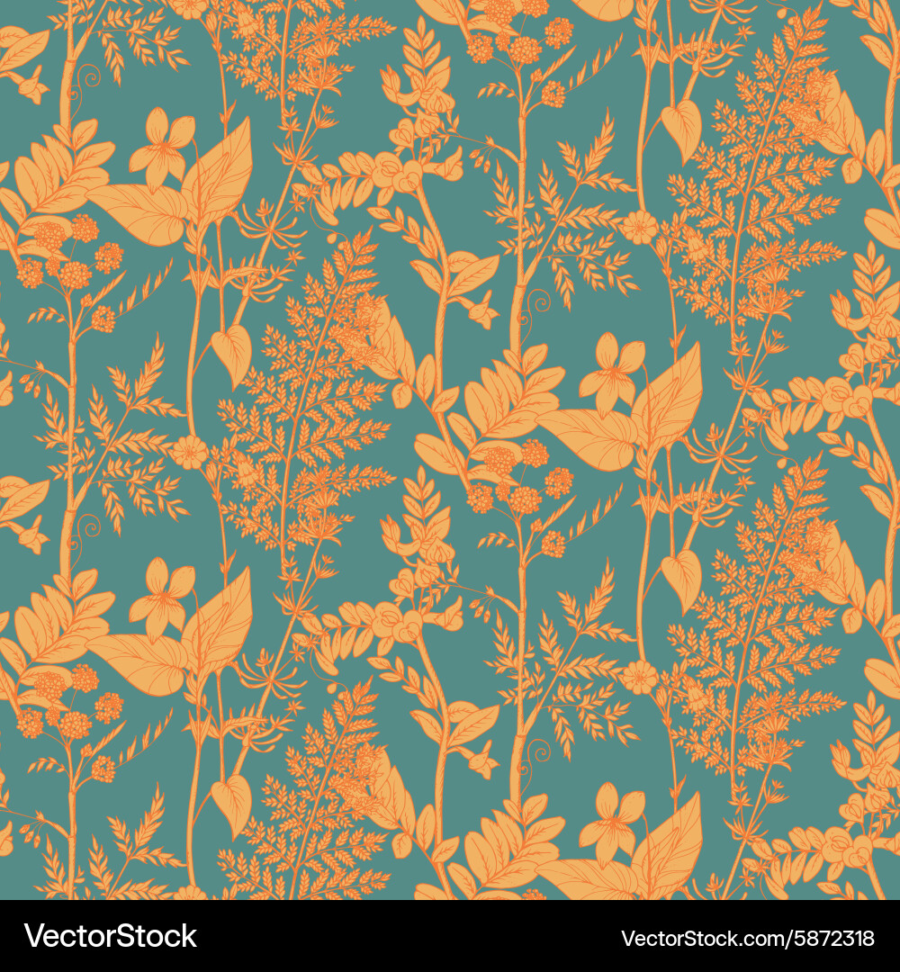 Seamless pattern of herbs and flowers Royalty Free Vector