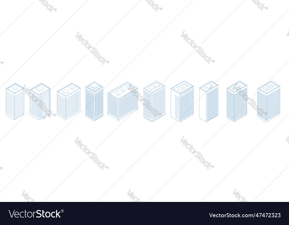 Isometric modern skyscraper outline skyscrapers Vector Image Isometric modern skyscraper outline skyscrapers Vector Image