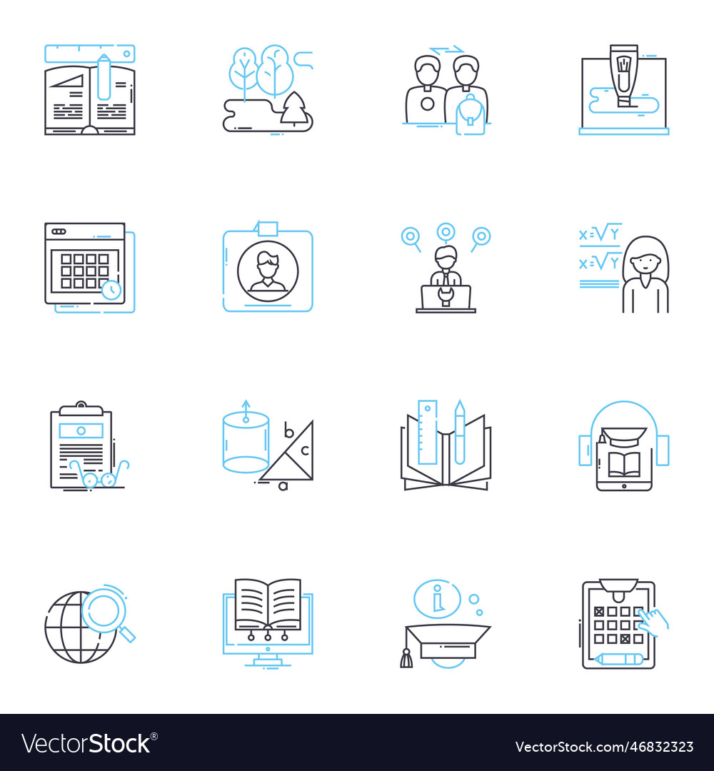 Training compnts linear icons set instruction Vector Image Training compnts linear icons set instruction Vector Image
