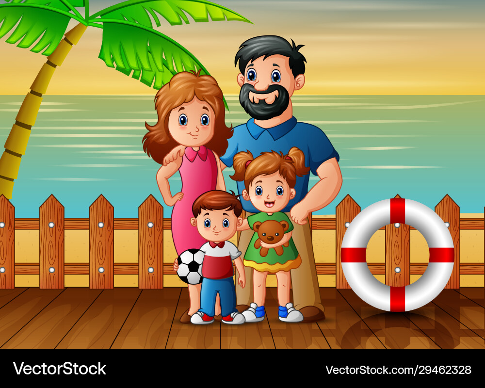A family vacation on beach Royalty Free Vector Image