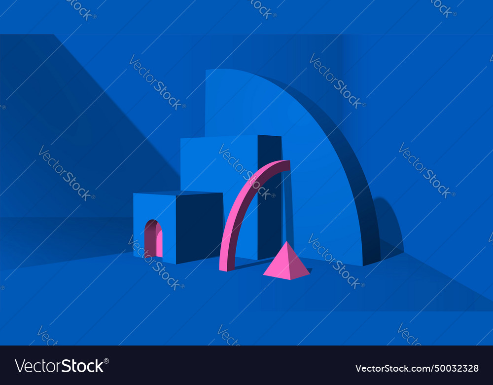 Abstract 3d Objects Or Elements Installation Vector Image