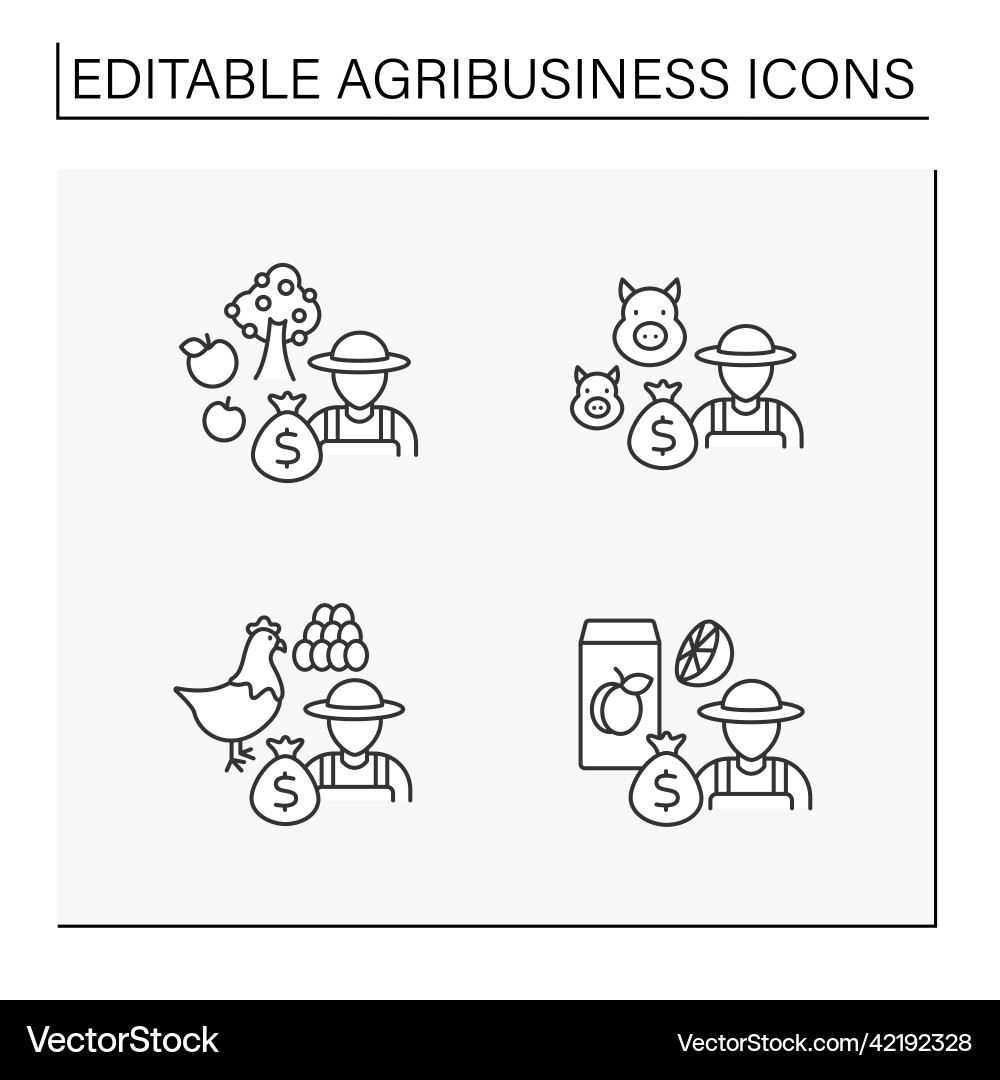 Agribusiness line icons set Royalty Free Vector Image