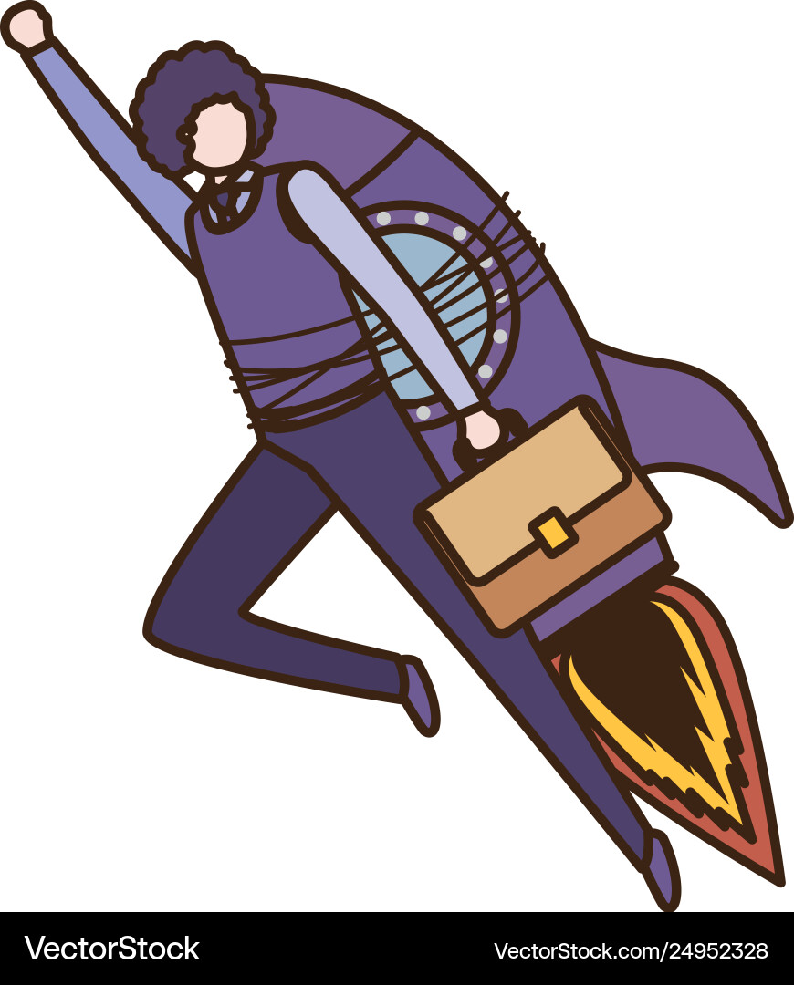 Businessman with rocket avatar character Vector Image