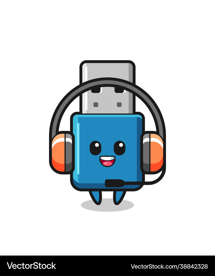 Cartoon mascot flash drive usb as a customer Vector Image