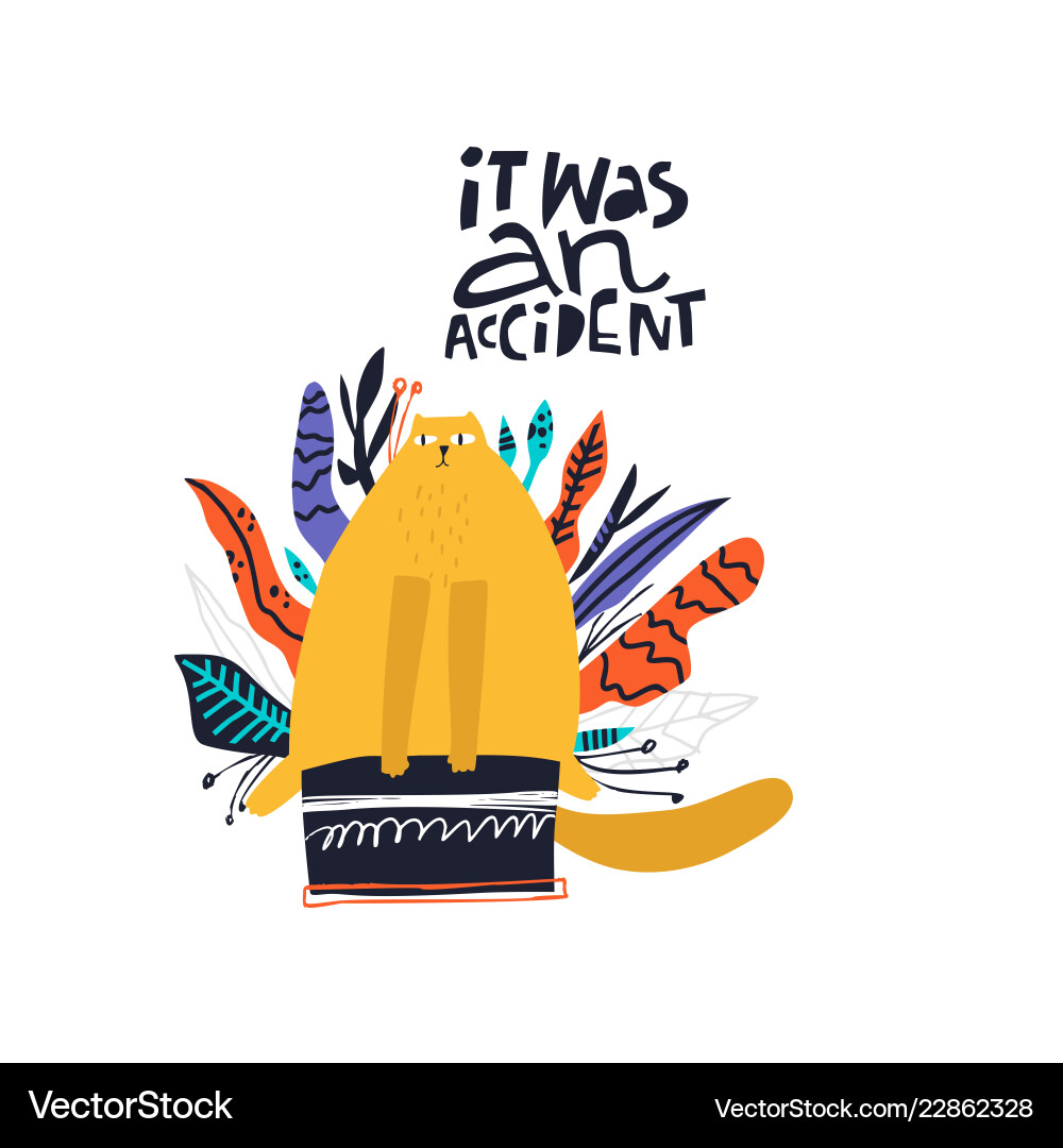 Guilty cat excuses color flat hand drawn Vector Image