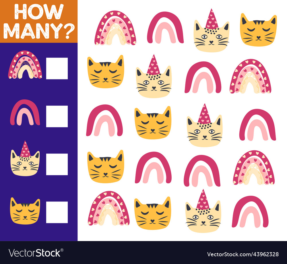 How many cat game for children printable worksheet