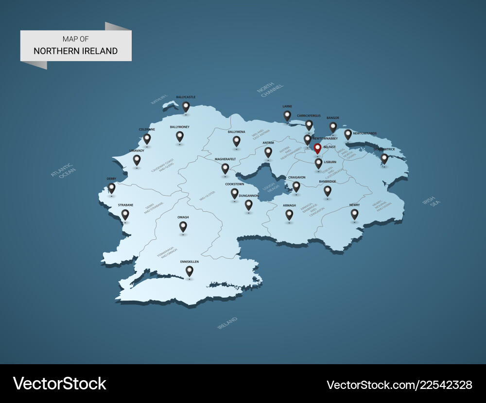 Isometric 3d northern ireland map concept Vector Image