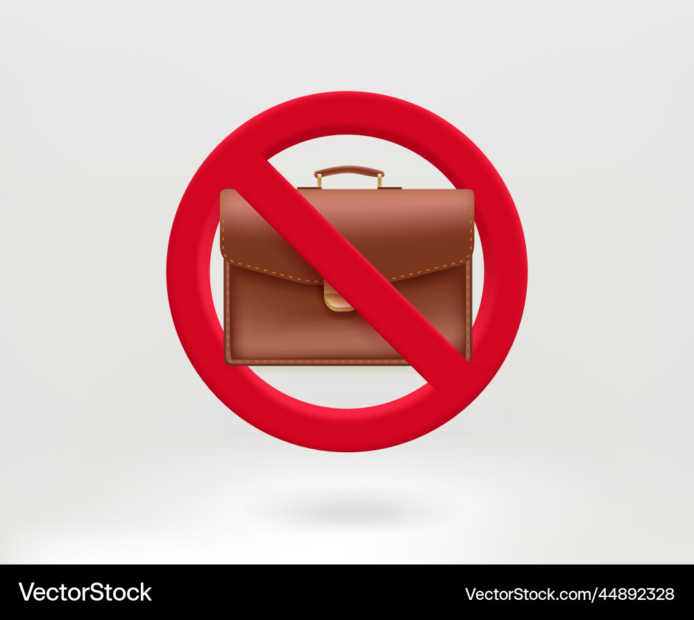No bags concept with bag icon 3d Royalty Free Vector Image