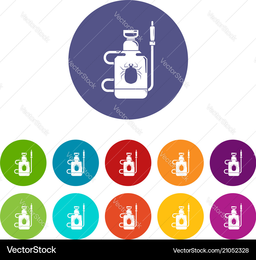 Pest control poison icons set color Royalty Free Vector