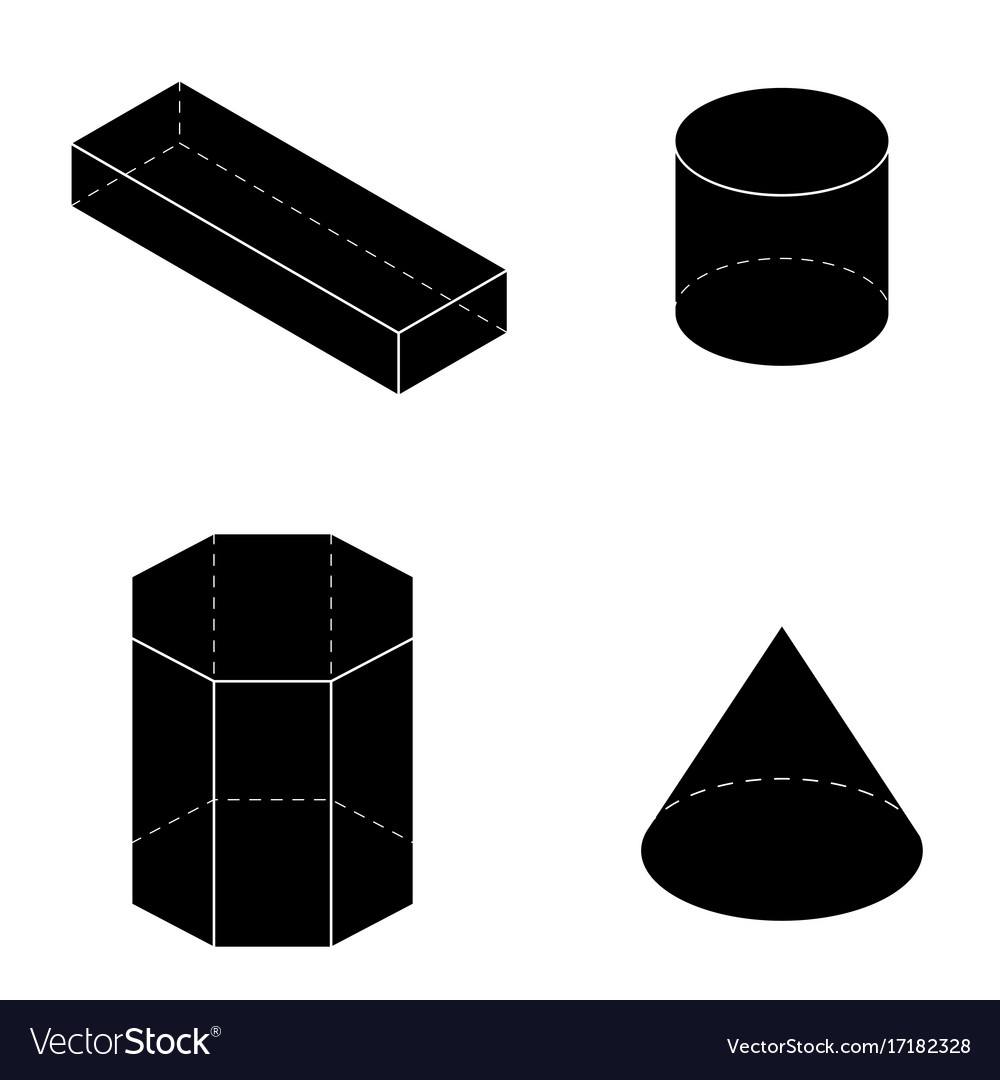 Set of basic geometric shapes solids Royalty Free Vector
