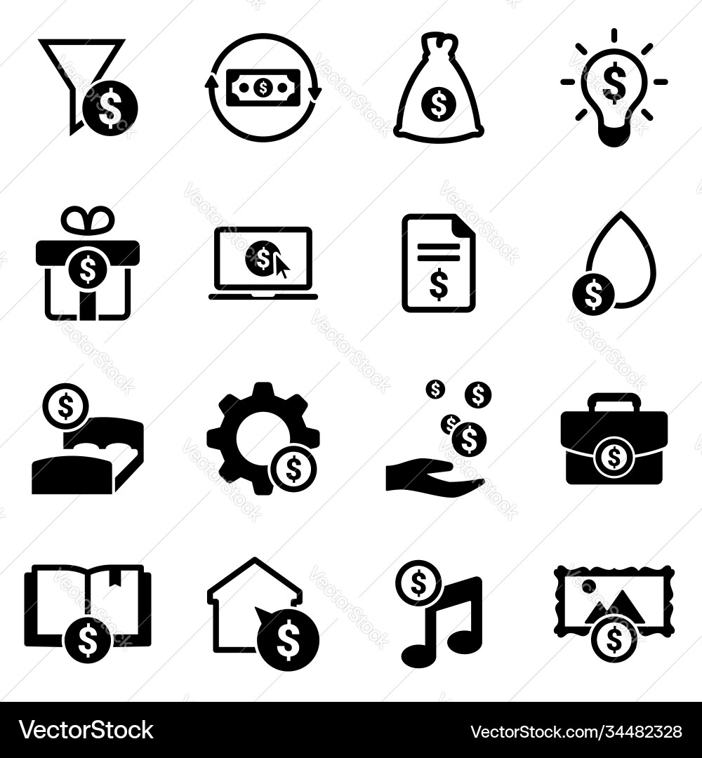 Set simple icons on a theme passive income Vector Image