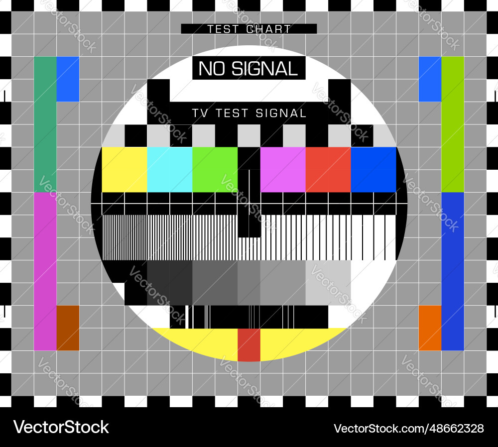 Tv signal test screen table television broadcast Vector Image