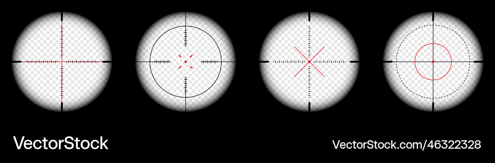 Weapon sights sniper rifle optical scope on black Vector Image