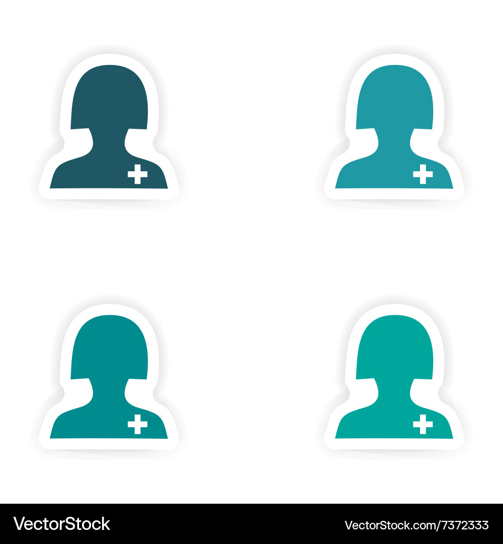 Assembly realistic sticker design on paper doctor Vector Image