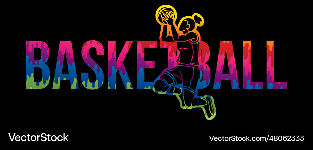 Basketball text designed with female sport player Vector Image