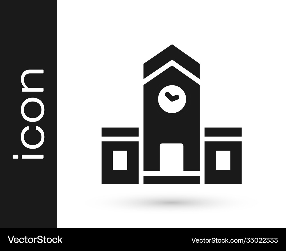Black railway station icon isolated on white Vector Image