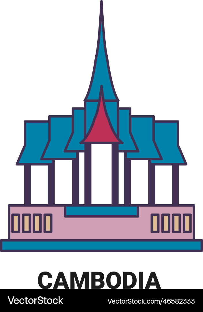 Cambodia travel landmark Royalty Free Vector Image