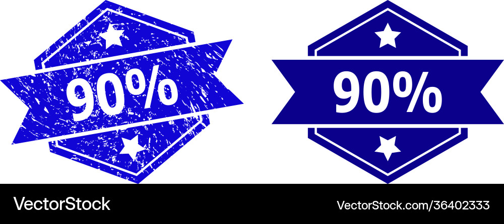 Hexagon 90 percents stamp with grunged surface Vector Image