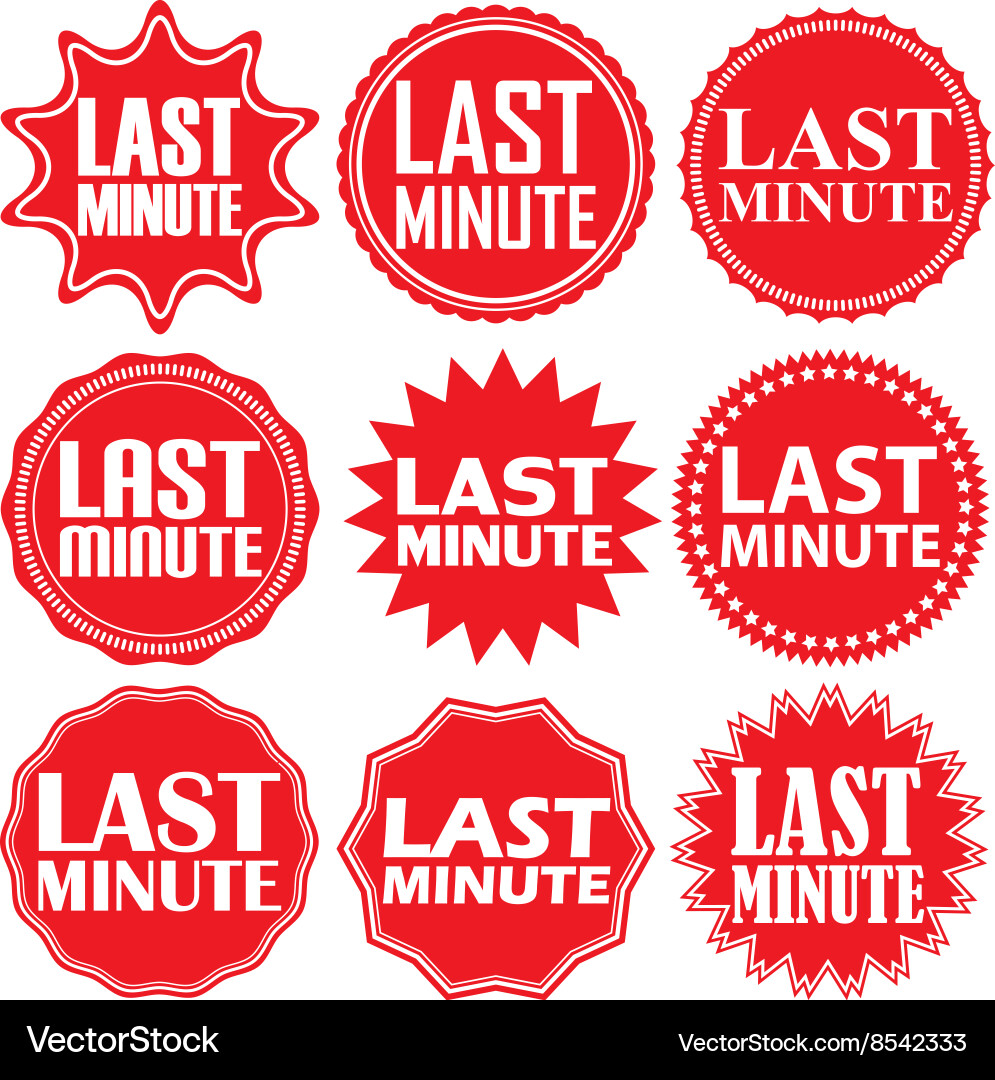 Last minute red label minute red sign Royalty Free Vector