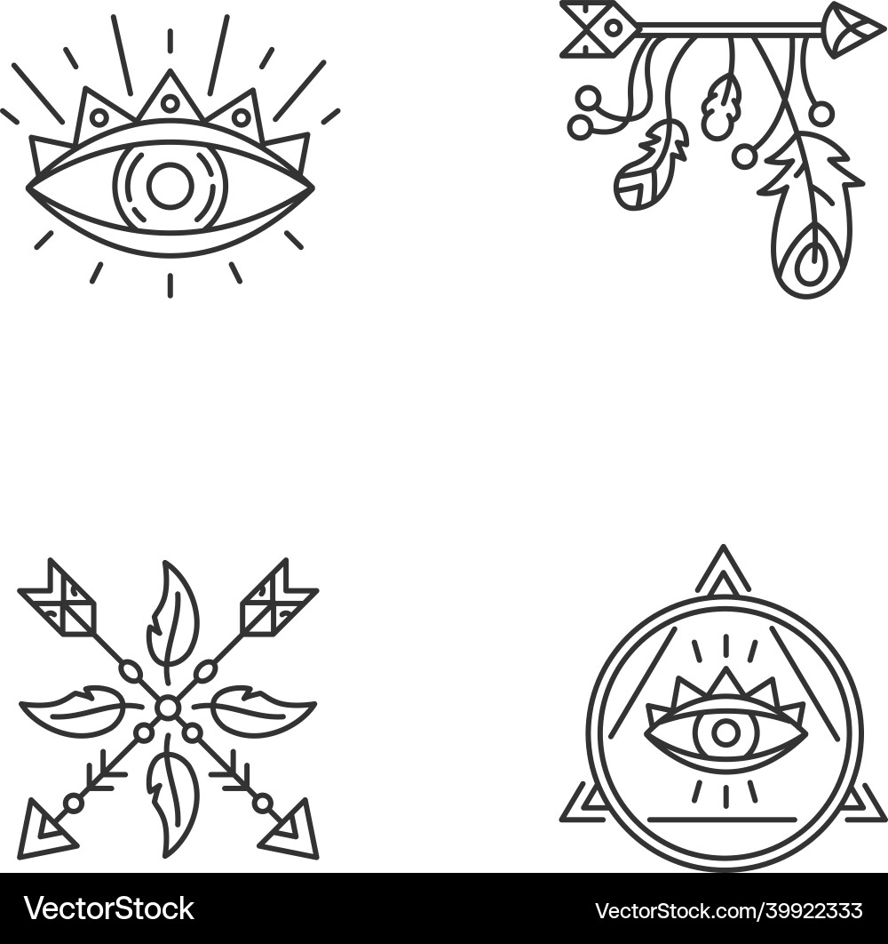 Magical symbols pixel perfect linear icons set Vector Image