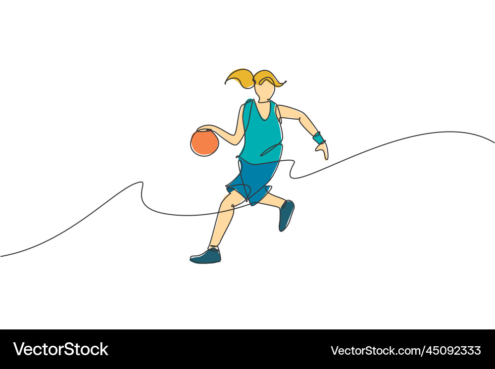 One continuous line drawing of young agile Vector Image