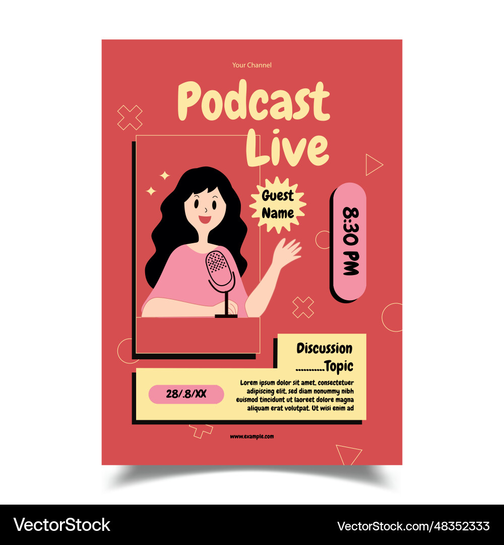 Podcast live flyer Royalty Free Vector Image - VectorStock