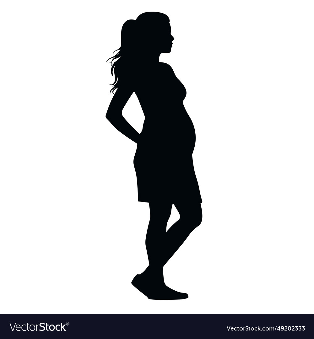 Pregnant Woman Black Icon On White Background Vector Image