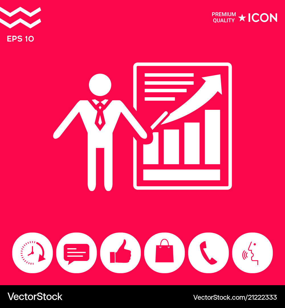 Presentation sign icon man standing with pointer Vector Image