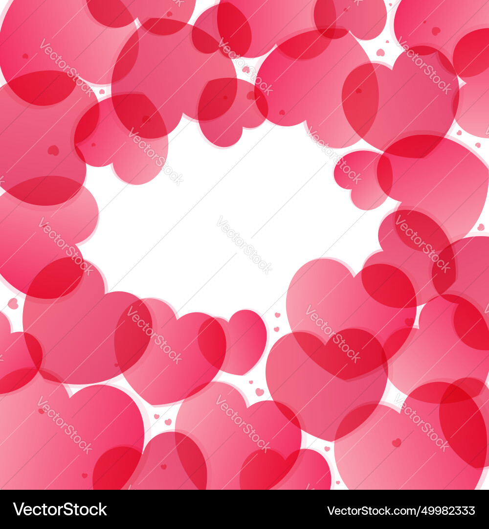 Red pink hearts valentines day frame border Vector Image