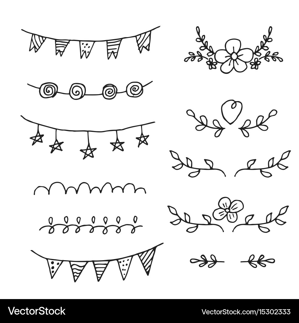Set of hand-drawn black handle elements set of Vector Image