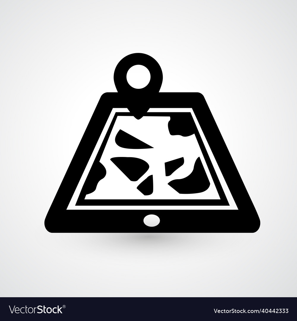 Tablet with navigation map icon Royalty Free Vector Image