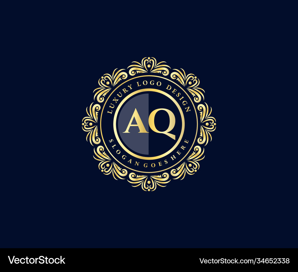 Aq initial letter gold calligraphic feminine Vector Image