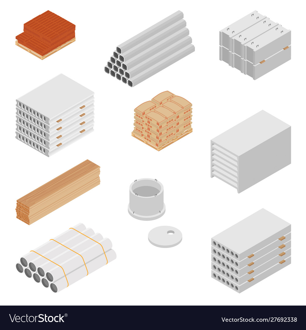 Building and construction materials icon set Vector Image