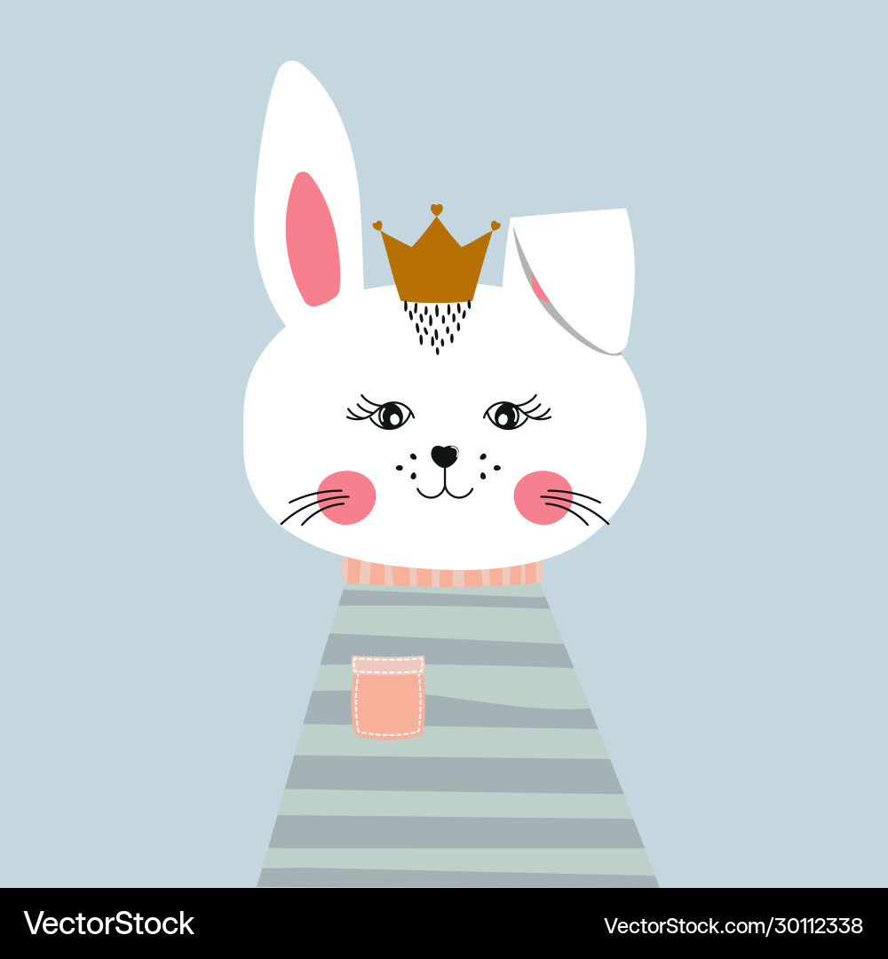 Cute cartoon bunny princess Royalty Free Vector Image
